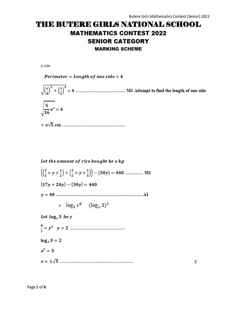 Senior Maths Contest 2022 Scheme | PDF | Circle | Latitude
