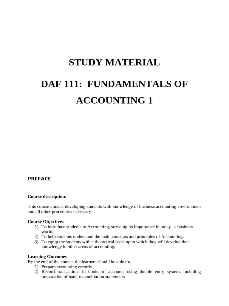 FUNDAMENTALS OF ACCOUNTING | PDF | Debits And Credits | Financial ...