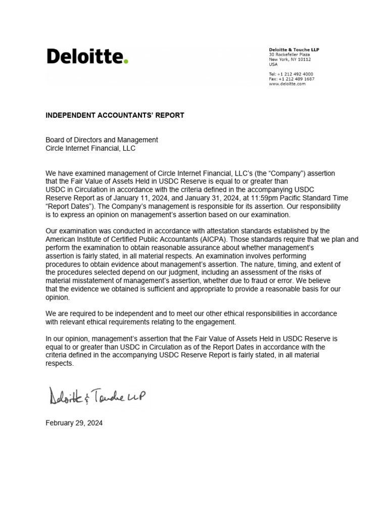 USDC Reserve Audit Report 2024 | PDF | Repurchase Agreement ...