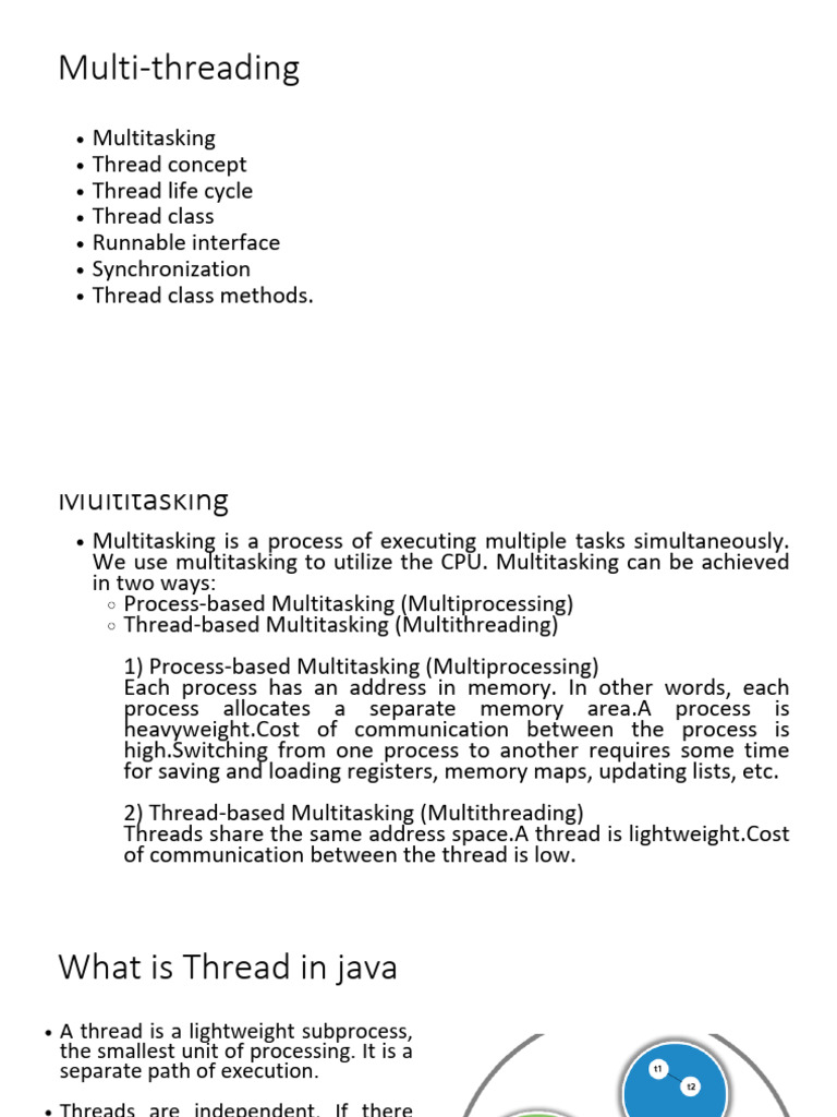 Unit 3.1 MultiThreading - PPTX 20250424 144710 0000 | PDF | Process (Computing) | Thread (Computing)