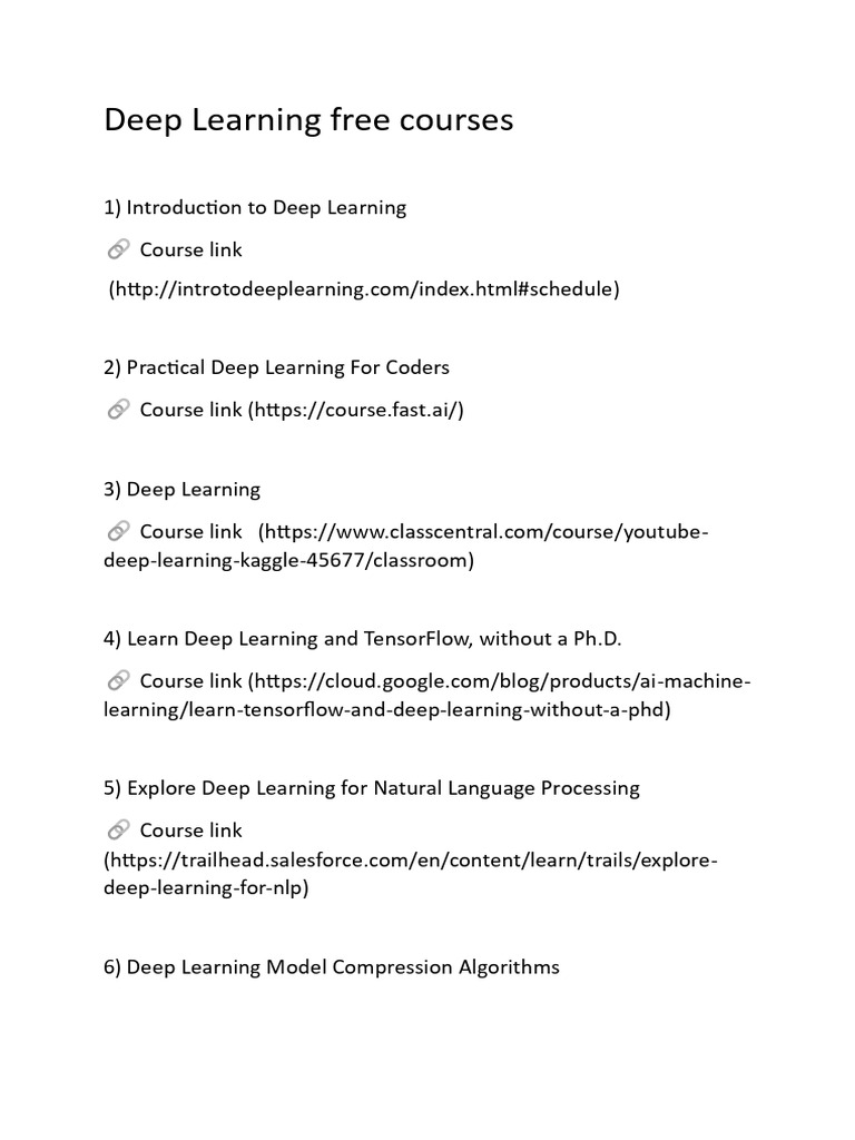 Deep Learning Free Courses | PDF