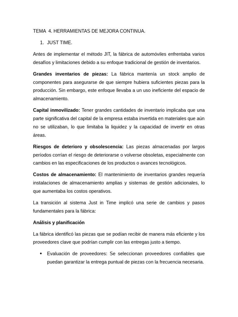 Tema 4 Herramientas de Mejora Continua | PDF | Lean Manufacturing | Planificación de recursos ...