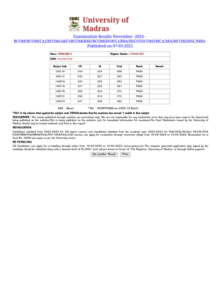 Egovernance - Unom.ac - in Results Ugresultpage - Asp | PDF | Master's ...