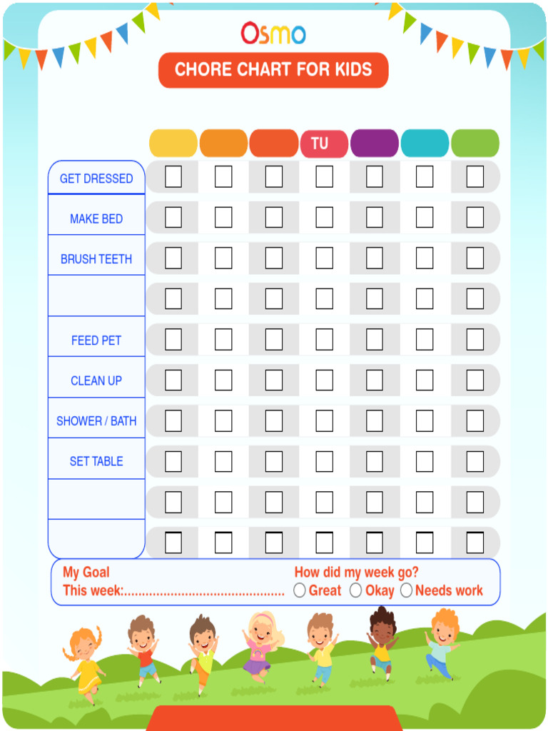 Weekly Chore Chart for Kids | PDF
