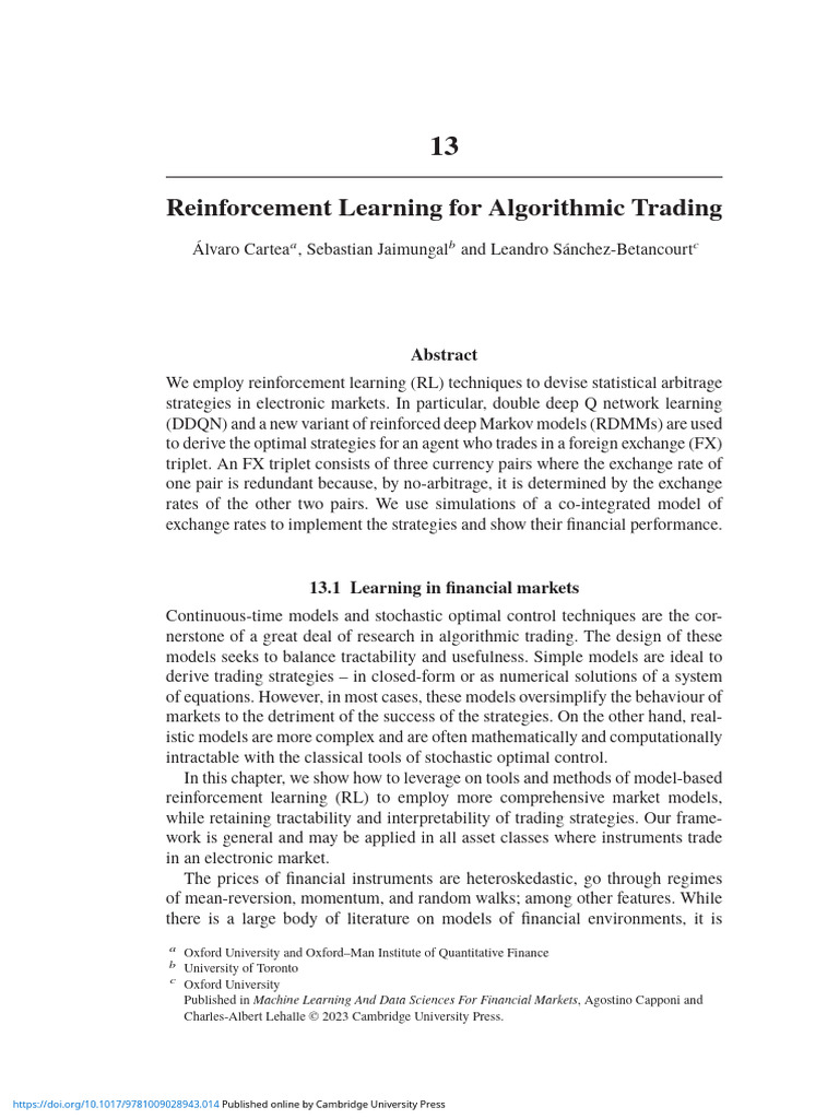 Chapter 13 - Reinforcement Learning For Algorithmic Trading | PDF | Exchange Rate | Applied ...