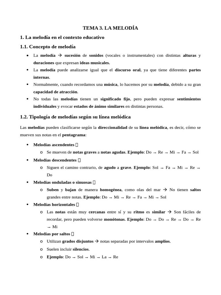 Tema 3. La Melodía | PDF | Escala (música) | Intervalo (música)