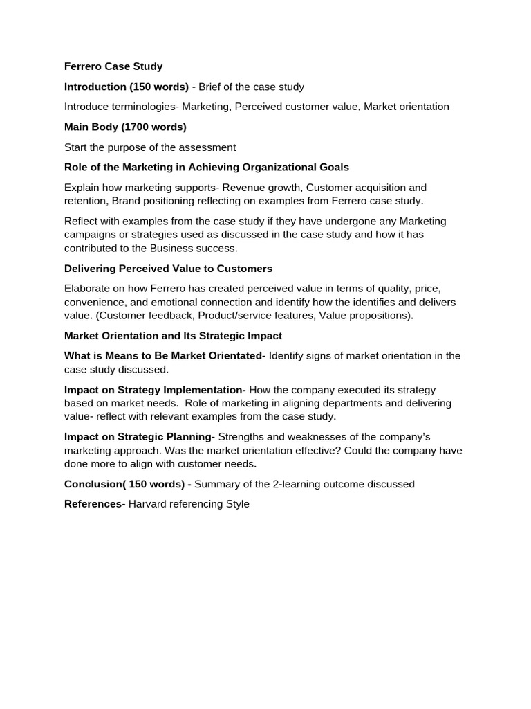 Ferrero Case Study Structure and Guidance | PDF