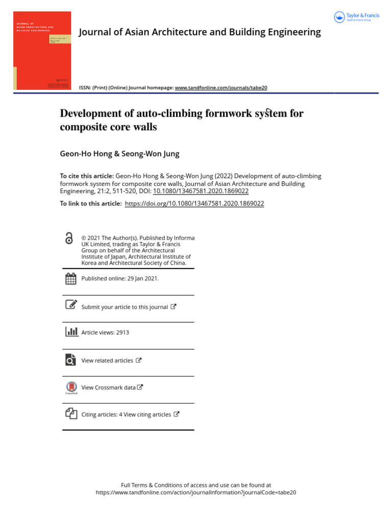 Auto-Climbing Formwork for Core Walls | PDF | Concrete | Stress (Mechanics)