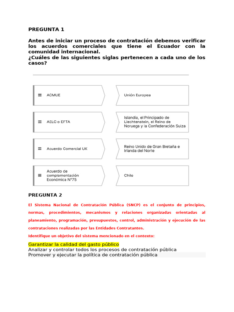 Cuestionario de Preguntas Sercop 2025 | PDF