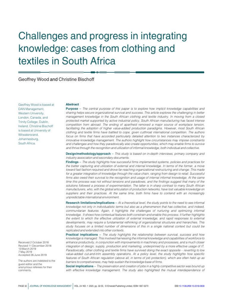 Challenges and Progress in Integrating Knowledge Cases From Clothing and Textiles in South ...
