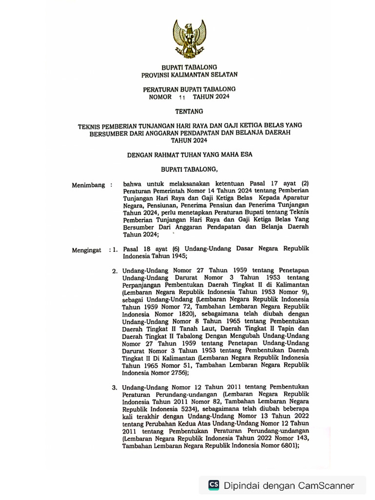 Perbup No 11 Tahun 2024 | PDF