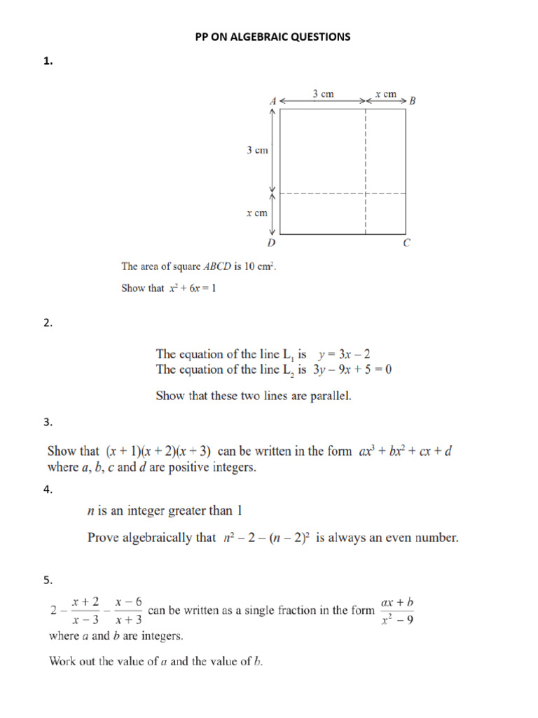 PP On Algebraic Questions 1 | PDF