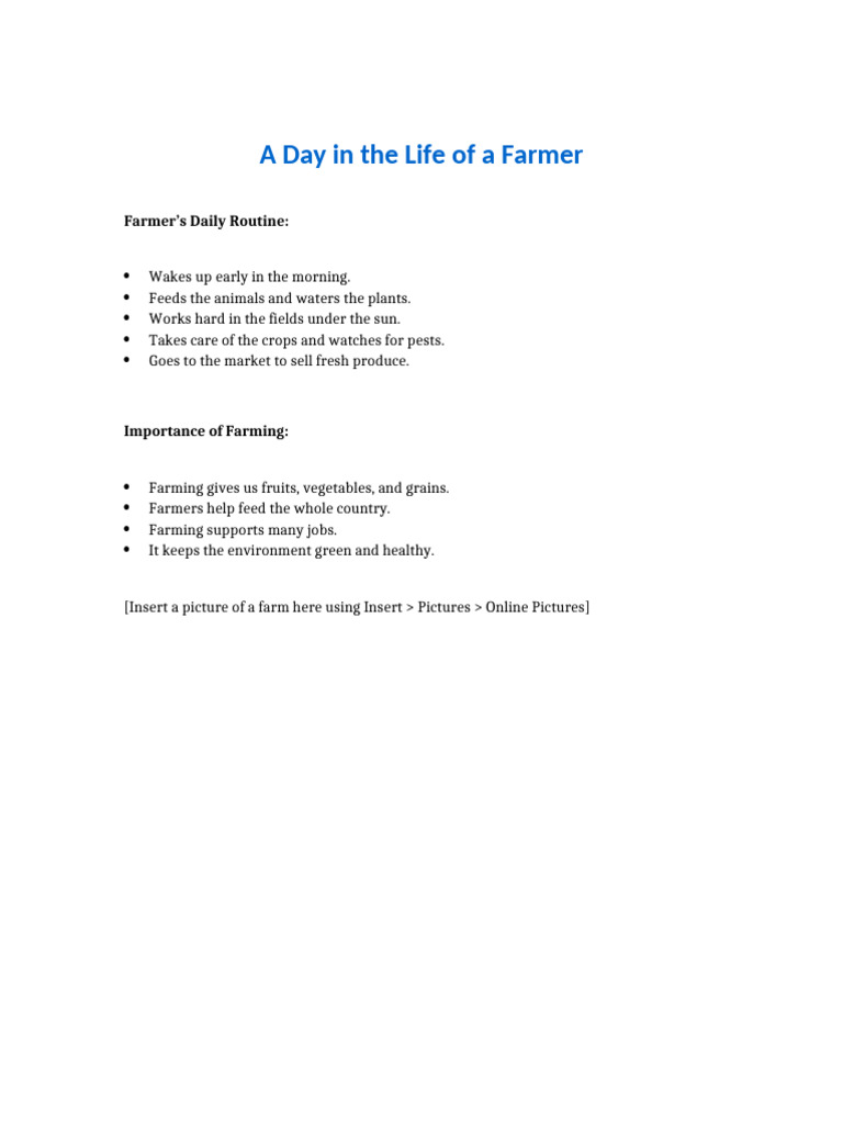 A Day in The Life of A Farmer | PDF