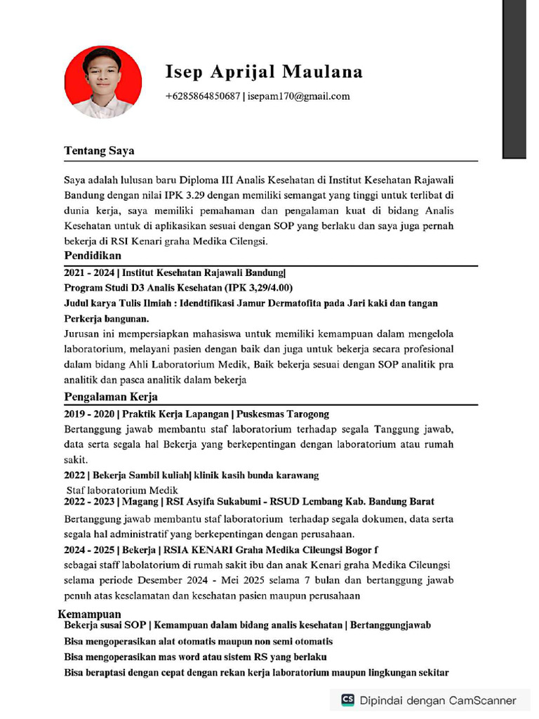 CV Dan Persyaratan Pendukung - Isep Aprija Maulana | PDF