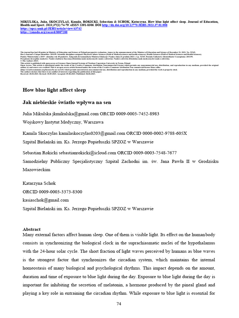 How Blue Light Affect Sleep | PDF