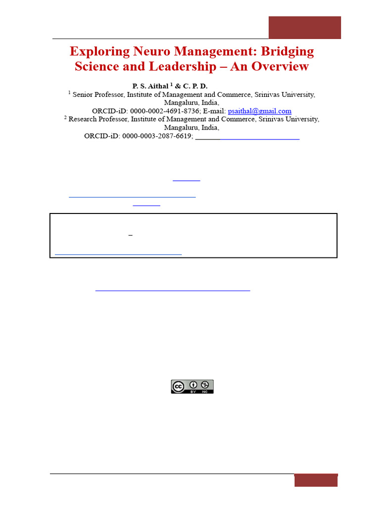 Exploring Neuro Management | PDF | Reward System | Decision Making