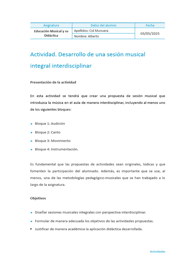 Musica Interdiciplinar Alberto Cid | PDF | Interdisciplinariedad ...
