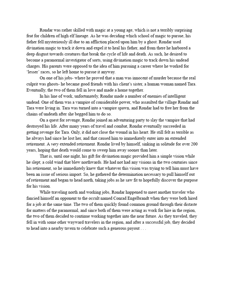 Rondar Moonstone Backstory | PDF