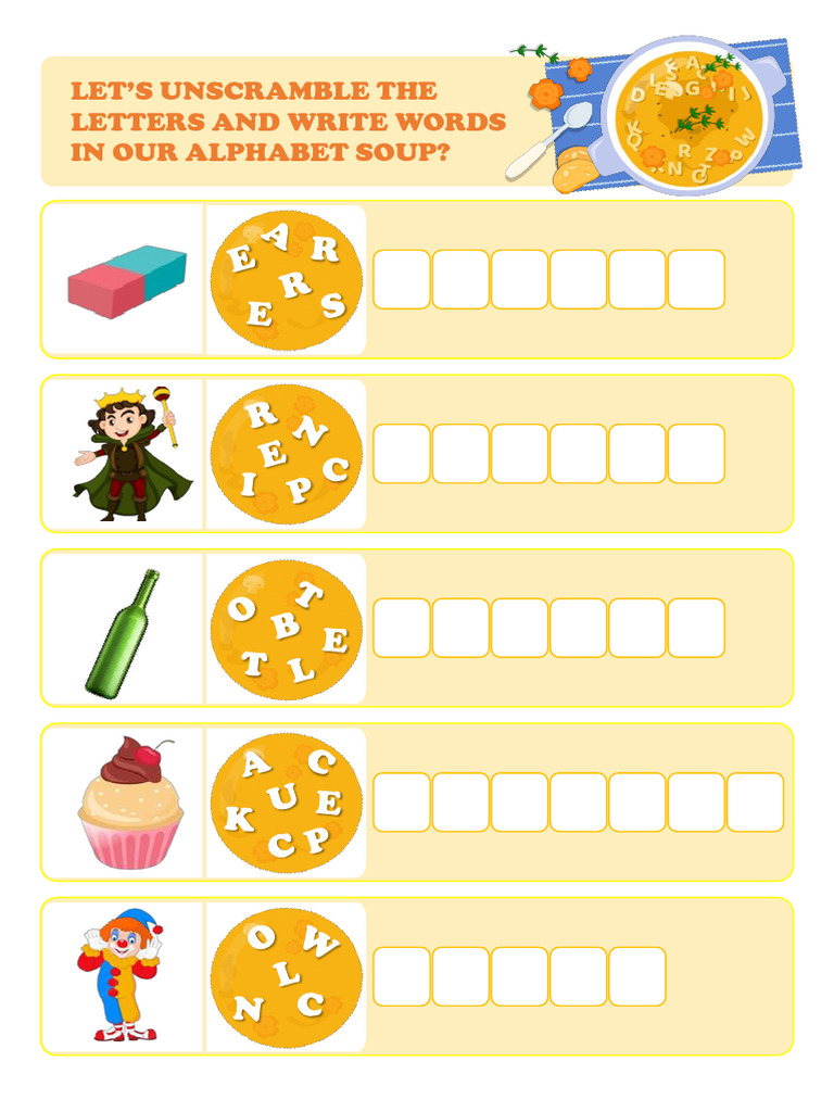 Unscramble Alphabet Soup Words | PDF