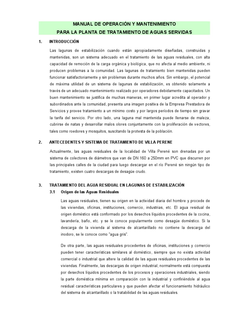 Manual de Operación y Mantenimiento PTAR | PDF | Aguas residuales | Gasolinera
