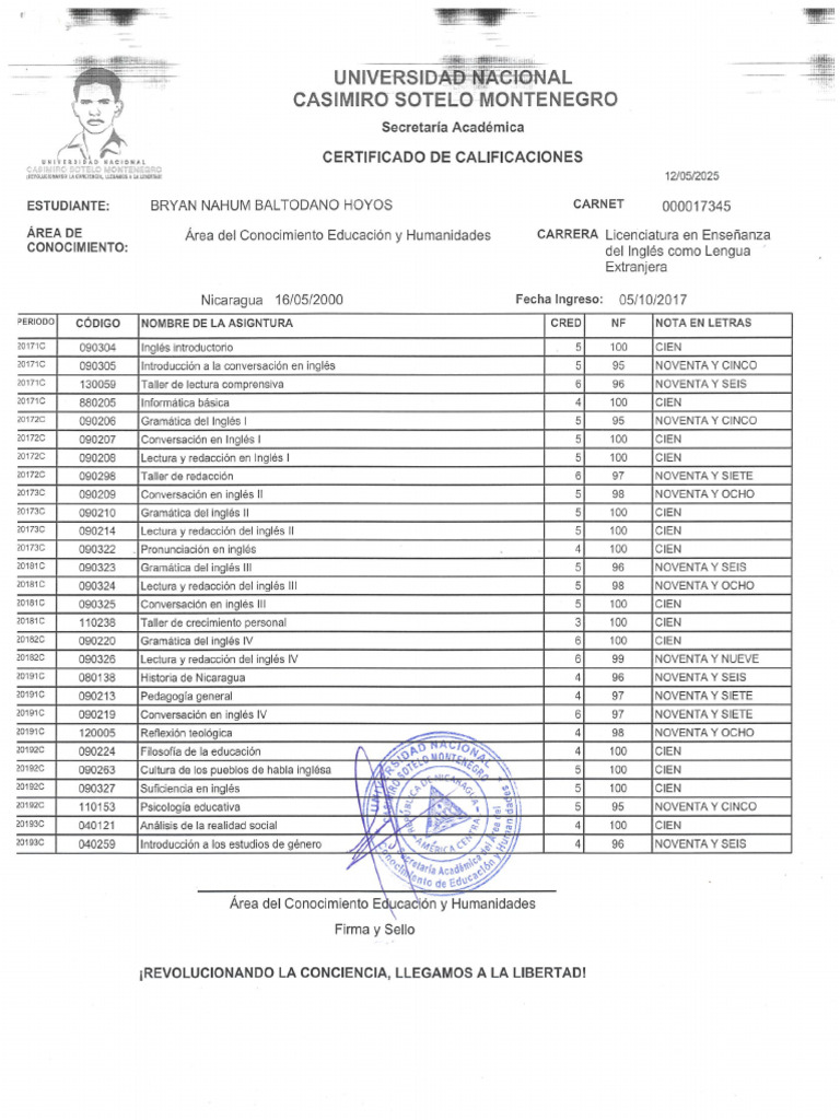 University Transcript - Spanish | PDF