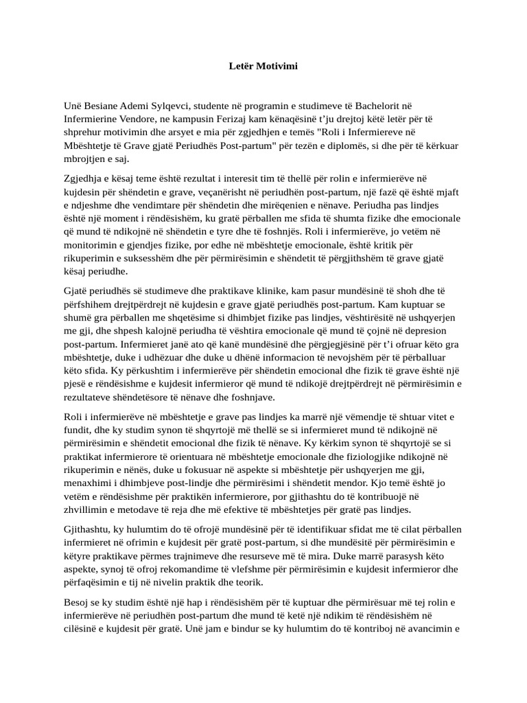 Letër Motivimi | PDF