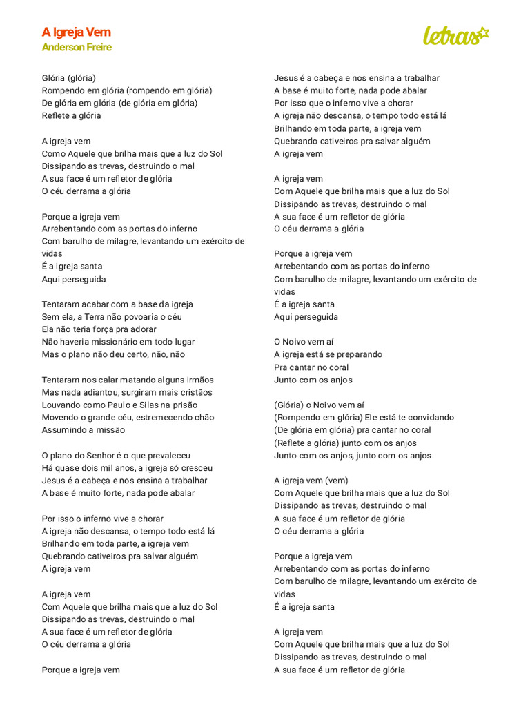 A Igreja Vem: Glória e Milagres | PDF | Igreja cristã | Anjo
