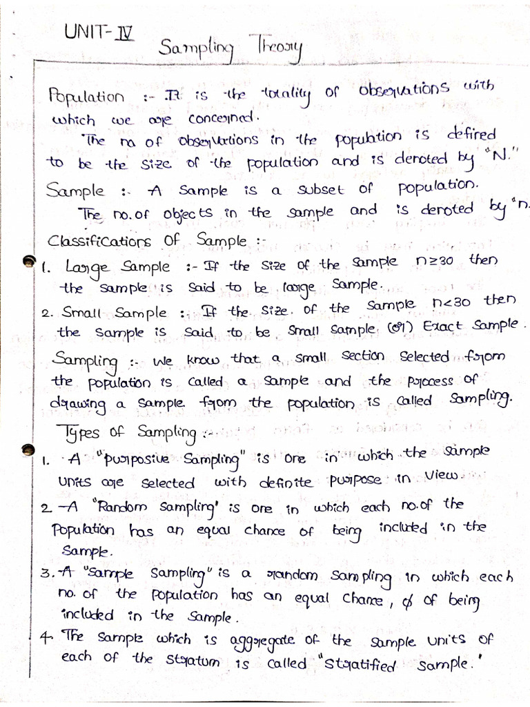 UNIT-4 Sampling Theory | PDF