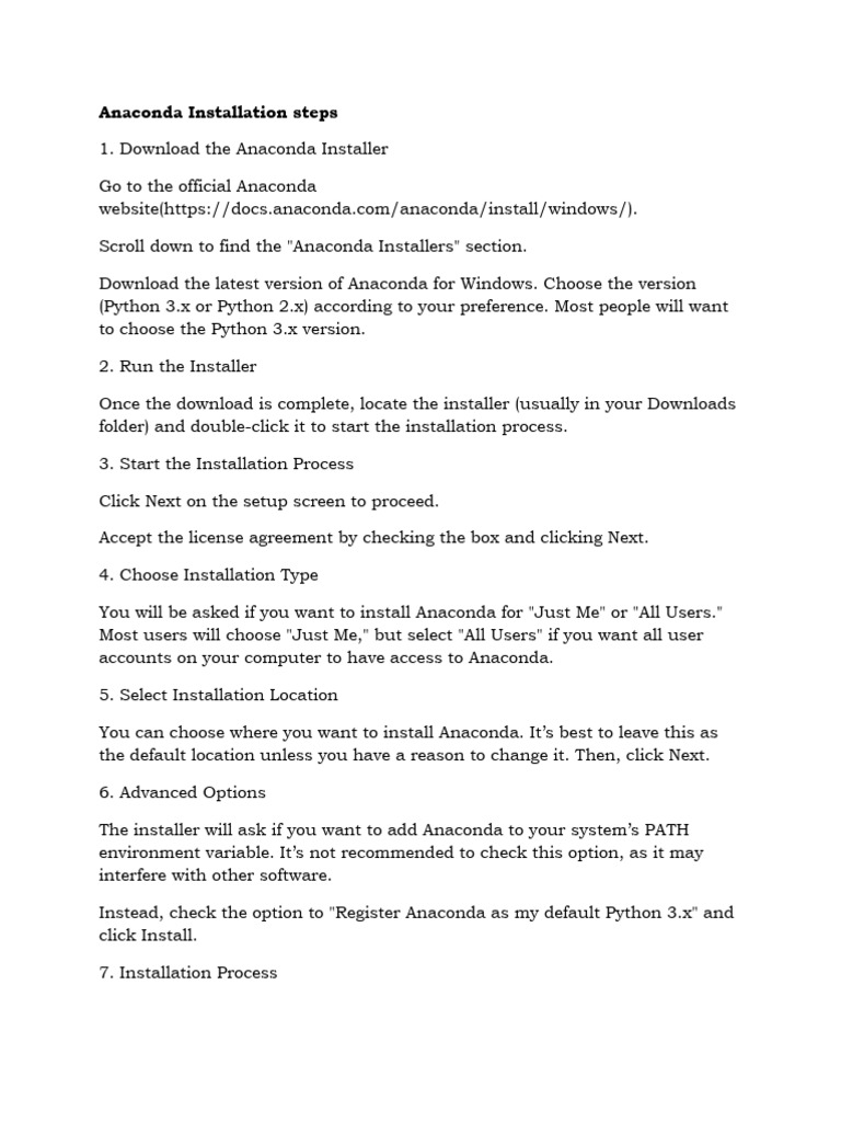 Anaconda Installation Steps | PDF