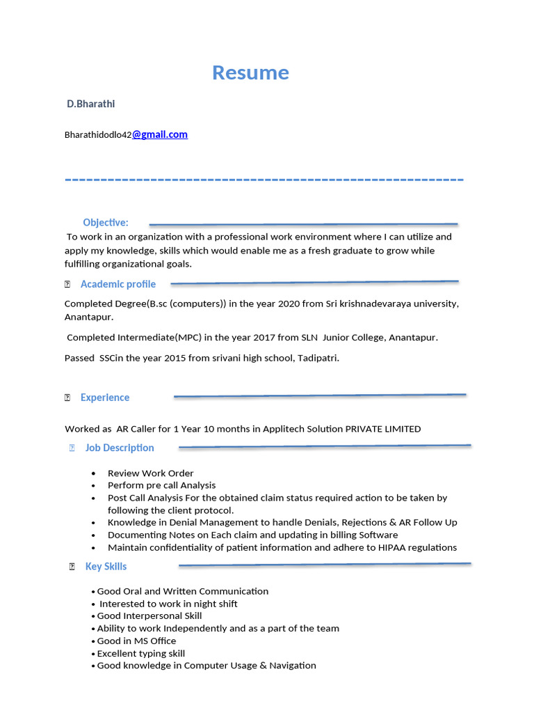 Bharathi Resume | PDF