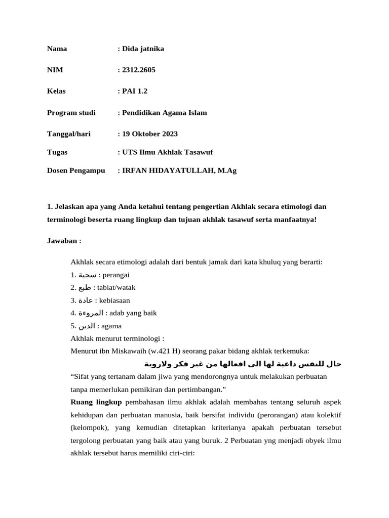 Tugas Ilmu Akhlak-Dida Jatnika | PDF