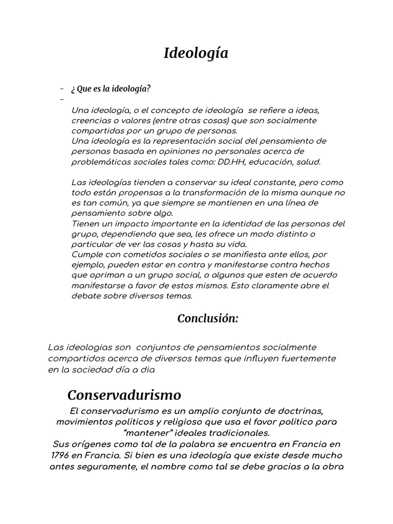Ideología Conservadora y sus Características | PDF | Liberalismo ...