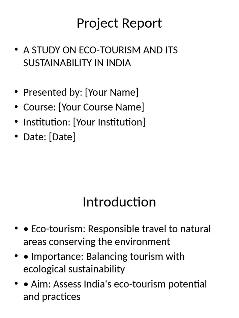 Eco-Tourism Sustainability in India | PDF | Sustainability ...