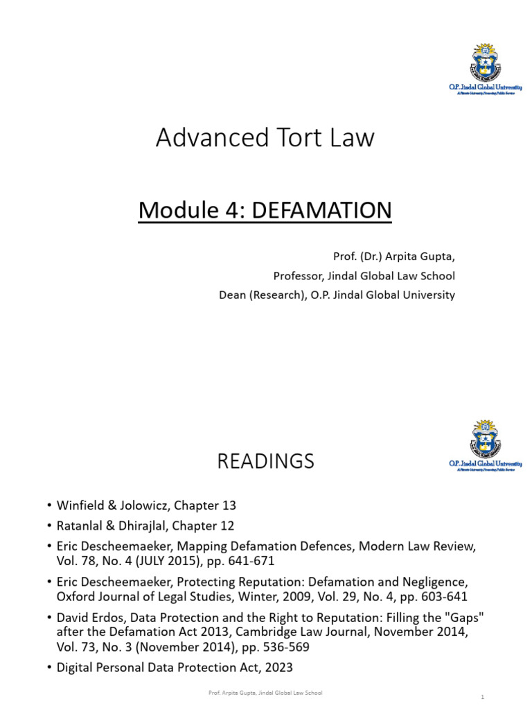 ATL Module 4, Defamation, Class | PDF | Defamation | Justice