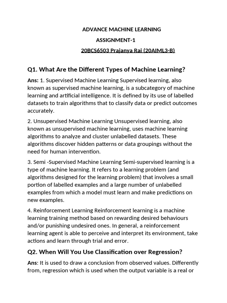 Advance Machine Learning | PDF | Machine Learning | Regression Analysis