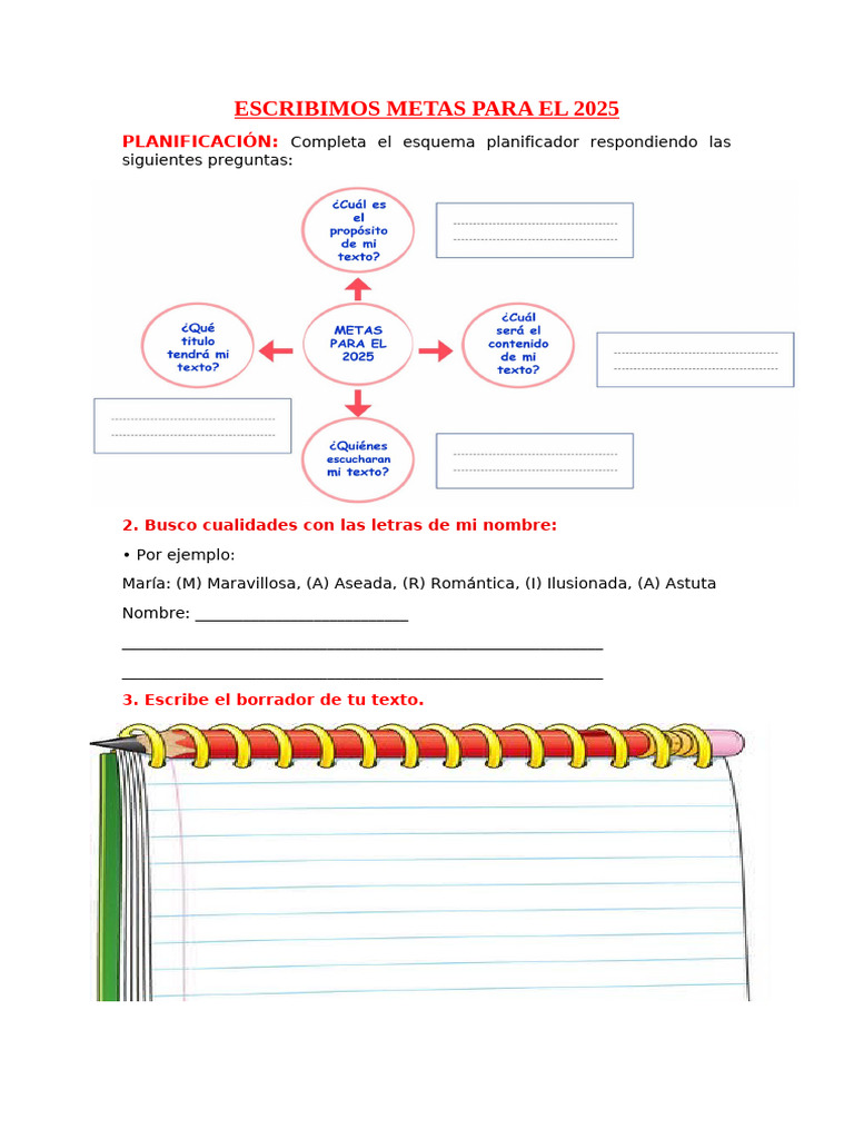 Escribimos Metas para El 2025 | PDF