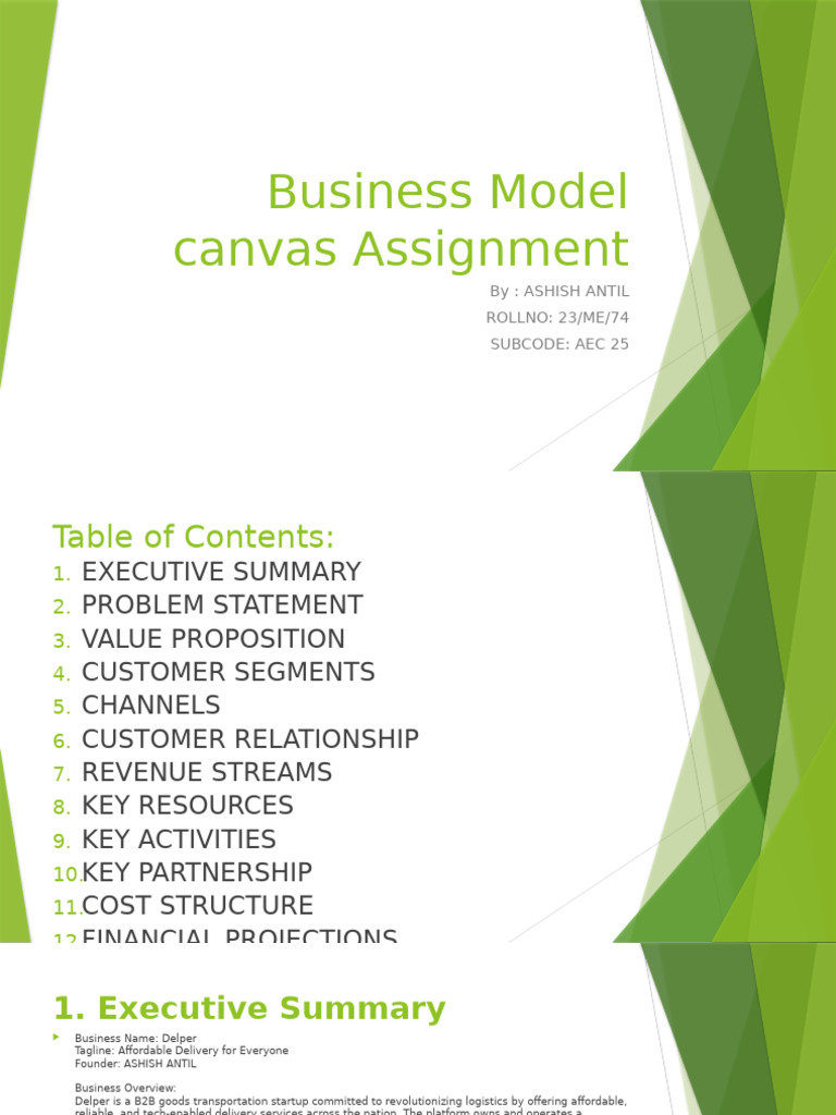 Business Model Canvas Assignment | PDF | Logistics | E Commerce