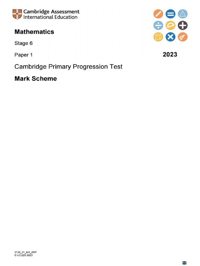 Progression Test - Stage 6 2023 Math P1 MS | PDF