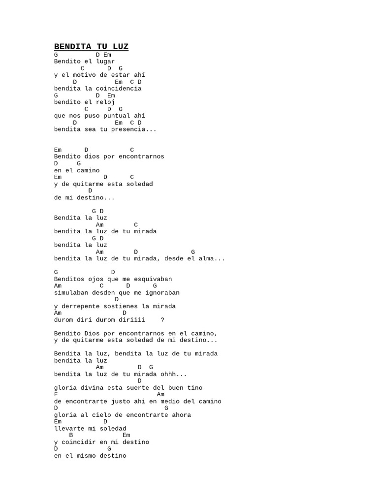 Bendita la luz de tu mirada | PDF