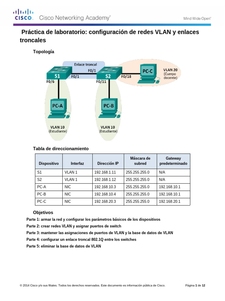 Configuración de VLAN y Enlaces Troncales | PDF | Red de arquitectura ...