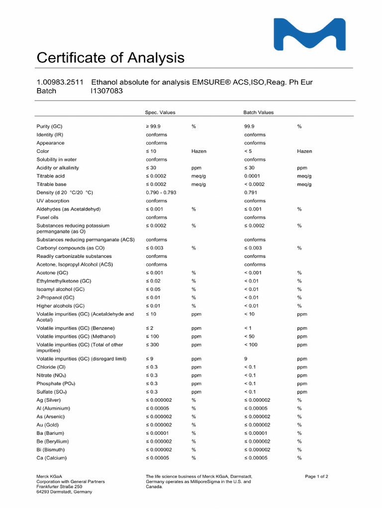 Ethanol Absolute | PDF