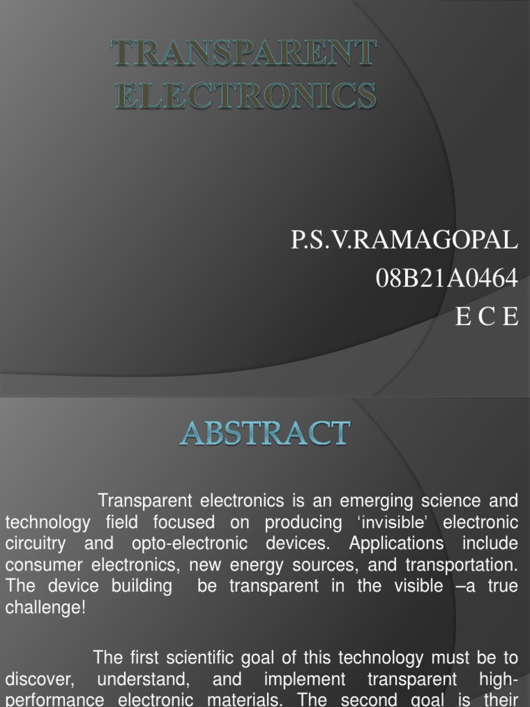 Transparent Electronics | PDF | Field Effect Transistor | Semiconductors