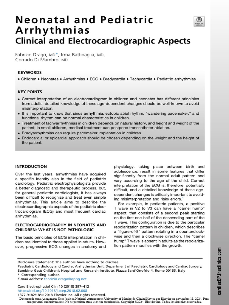 Pediatric Arrhythmias: ECG Insights | PDF | Electrocardiography | Heart