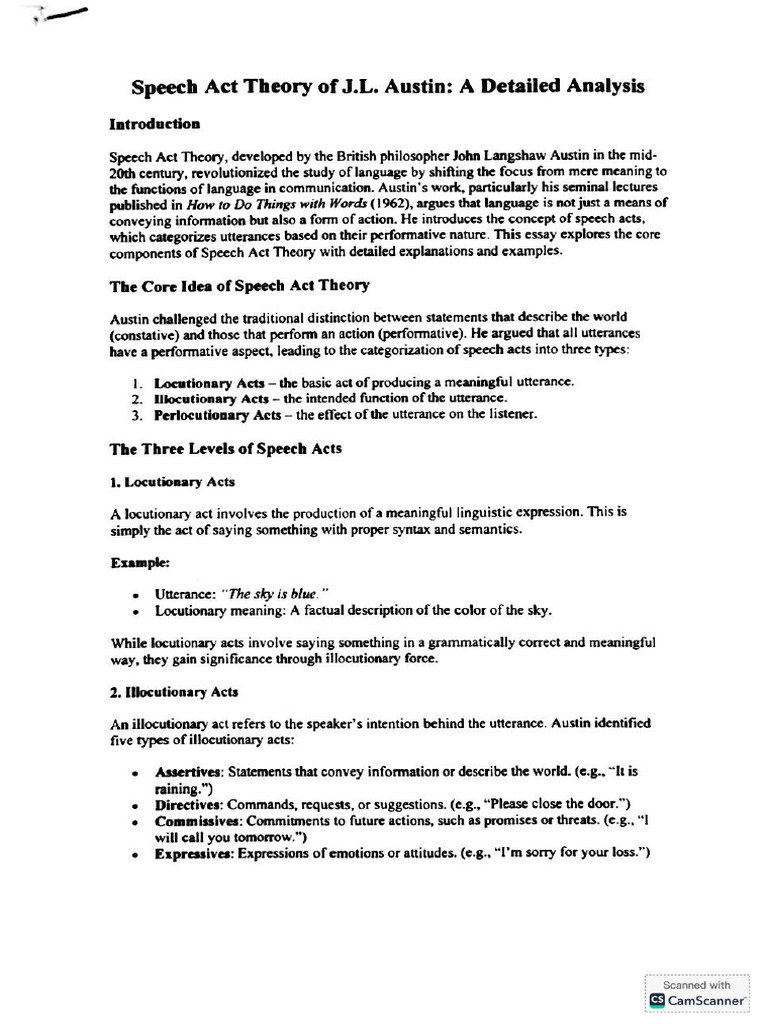 Pragmatics - Speech Act Theory | PDF