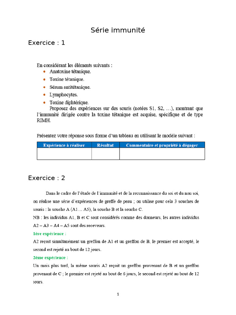 Serie Immunité Avec Correction | PDF