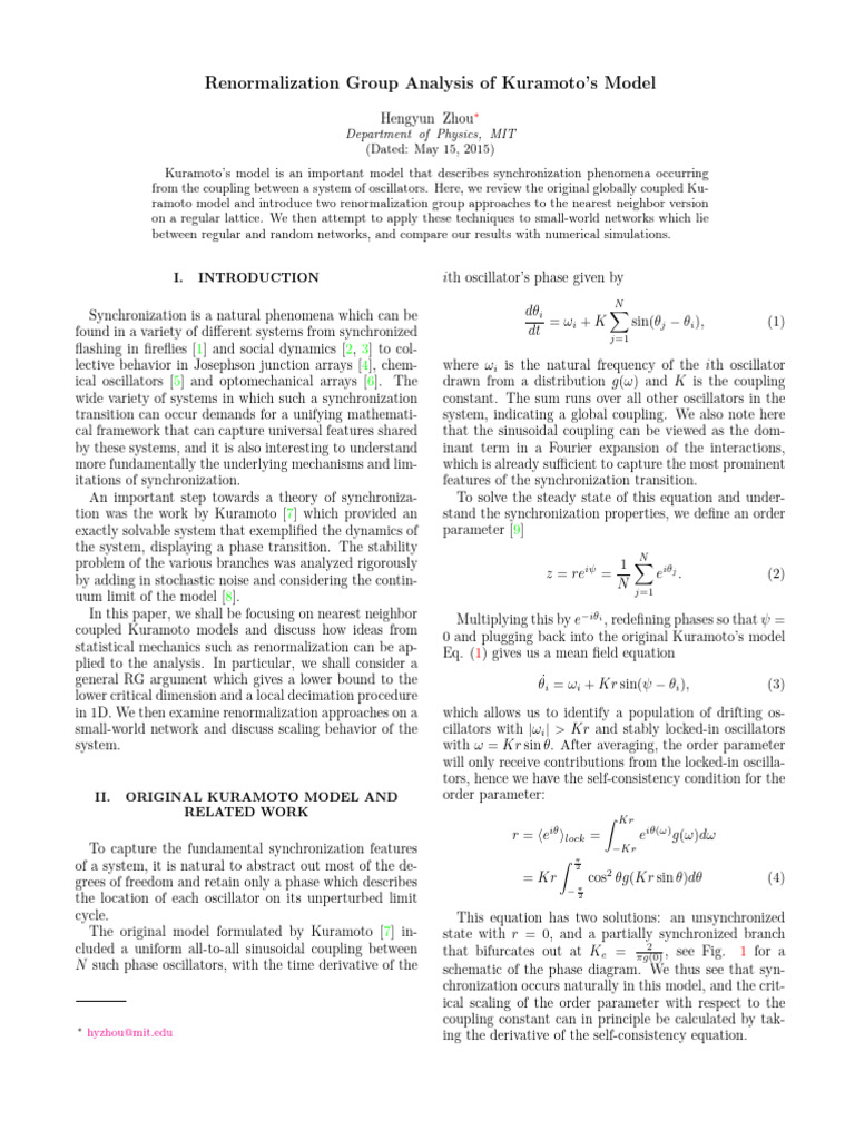 4 Renormalization Group Analysis of Kuramotos Model | PDF | Applied Mathematics | Applied And ...