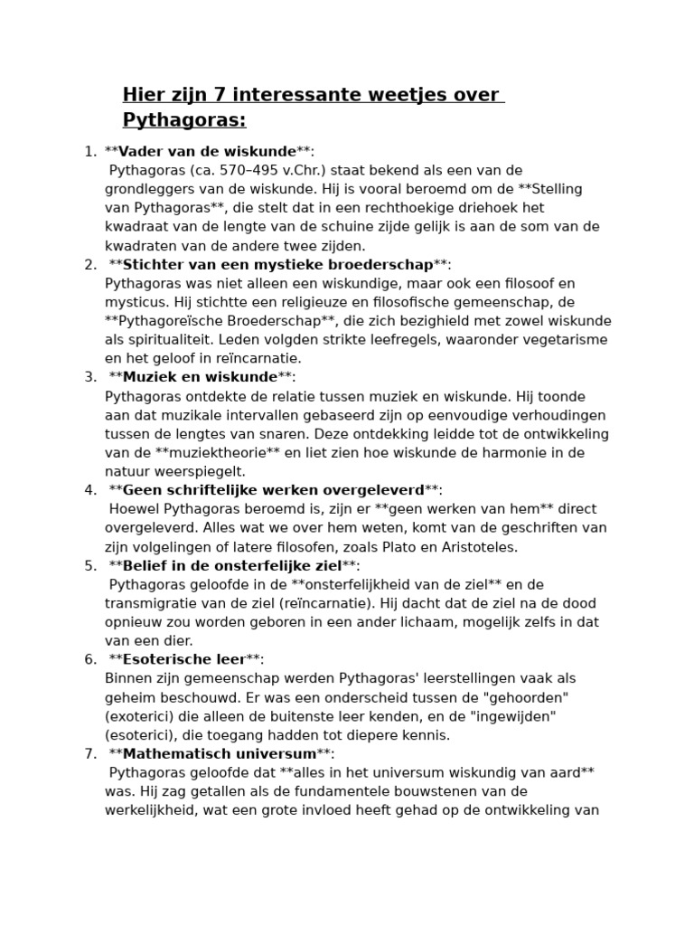 7 Interessante Weetjes Over Pythagorasas | PDF