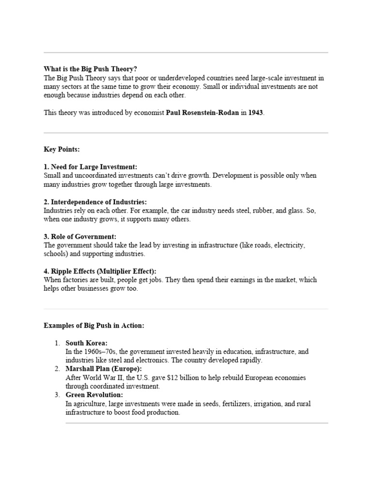 Understanding the Big Push Theory | PDF