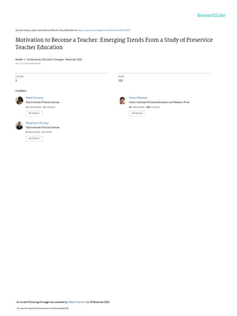 Motivationtobecomeateacher CED 2024 MC-SP-RS | PDF | Motivation ...