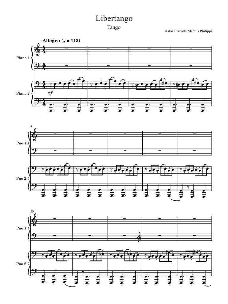 Libertango Piano Sheet Music | PDF | Tango | Compositions
